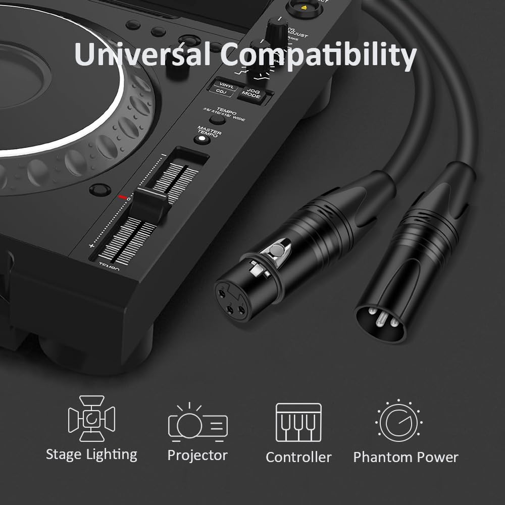 YTGRF-3 Pin XLR Jack Cable Male to Female Low Z Microphone Balanced ...