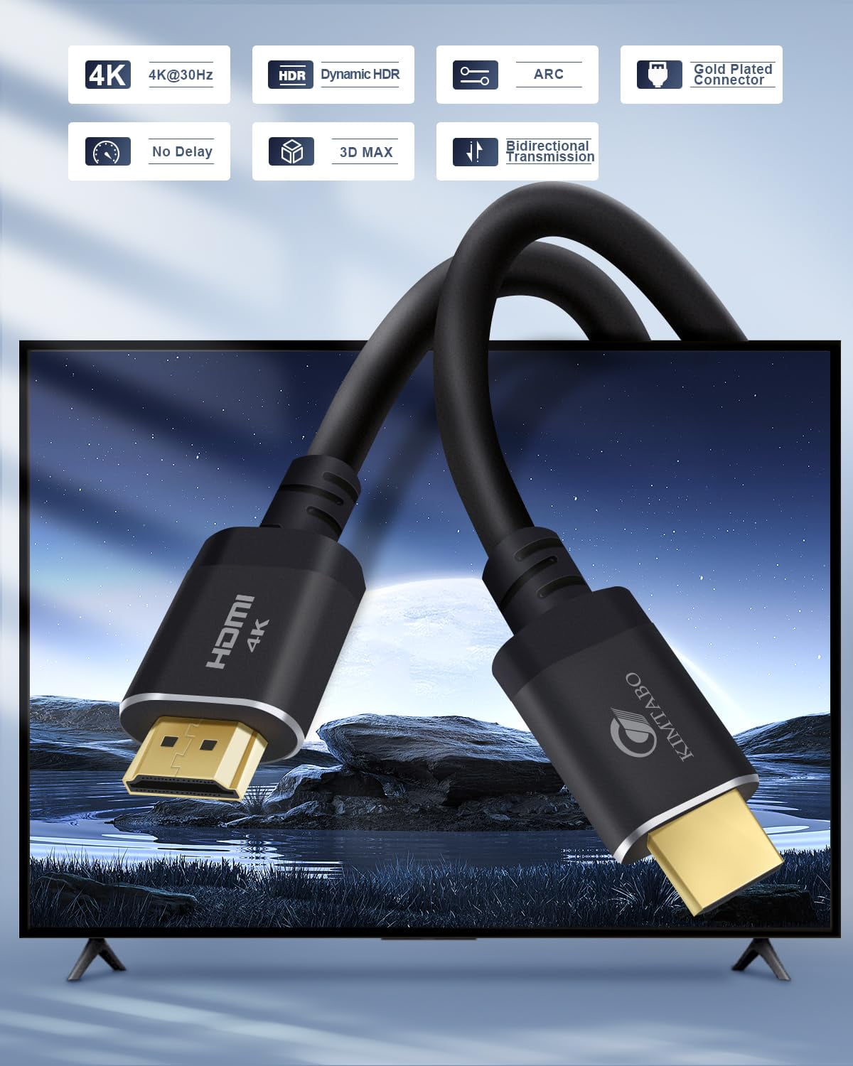 YTGRF-30 ft HDMI Cable 4K, High Speed Long HDMI Cables Support 4K 30Hz ...