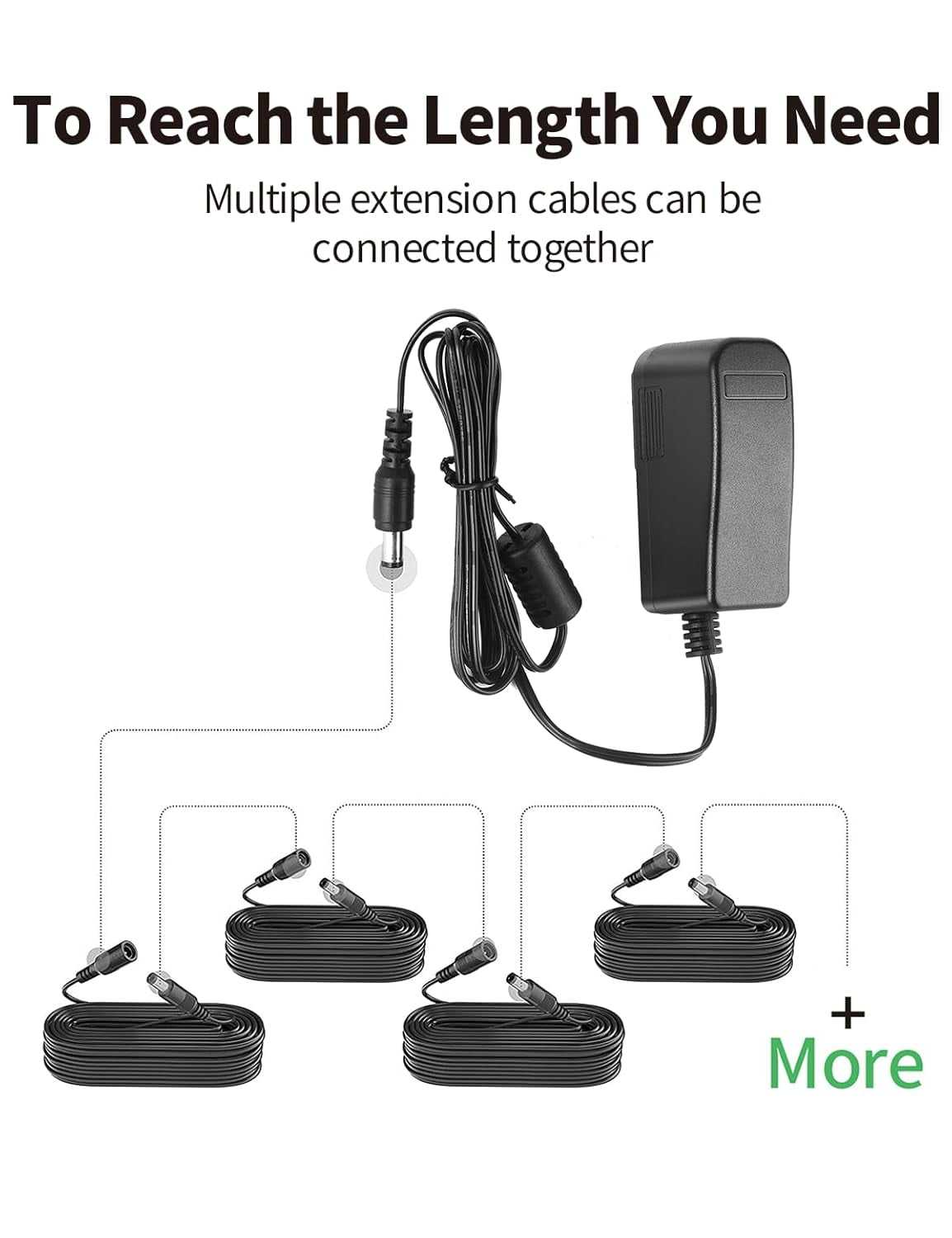 YTGRF-33ft (10M) Power Extension Cable, 2.1mm x 5.5mm, Compatible with ...