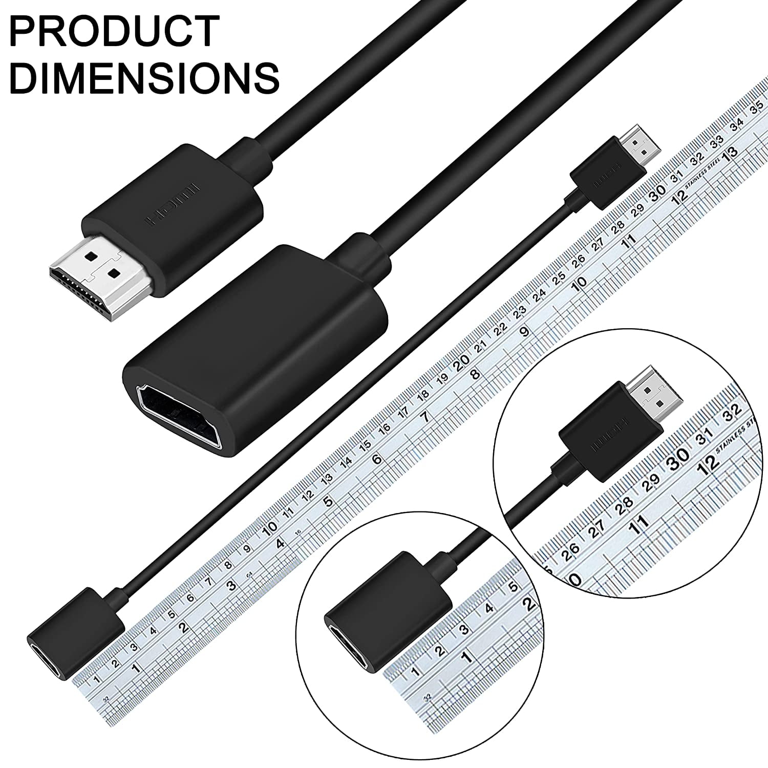 YTGRF-4 Pack 19 Pin Male to Female HDMI Extension Cable Support 4K ...
