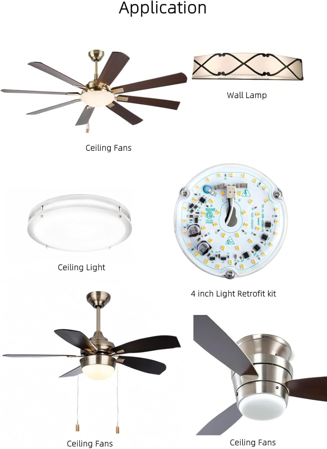 YTGRF-4 inch LED Retrofit Light Kit for Ceiling Fan Light Replacement ...