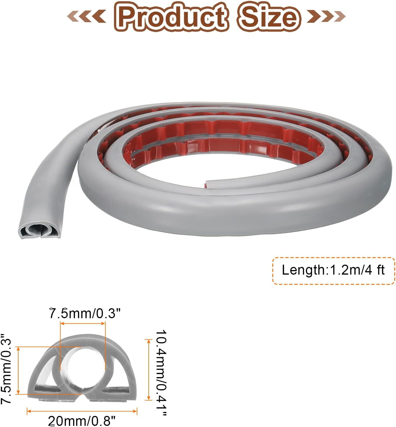 YTGRF-4ft Cord Cover Floor W0.3 x H0.3 Inner Channel PVC Hide Extension ...