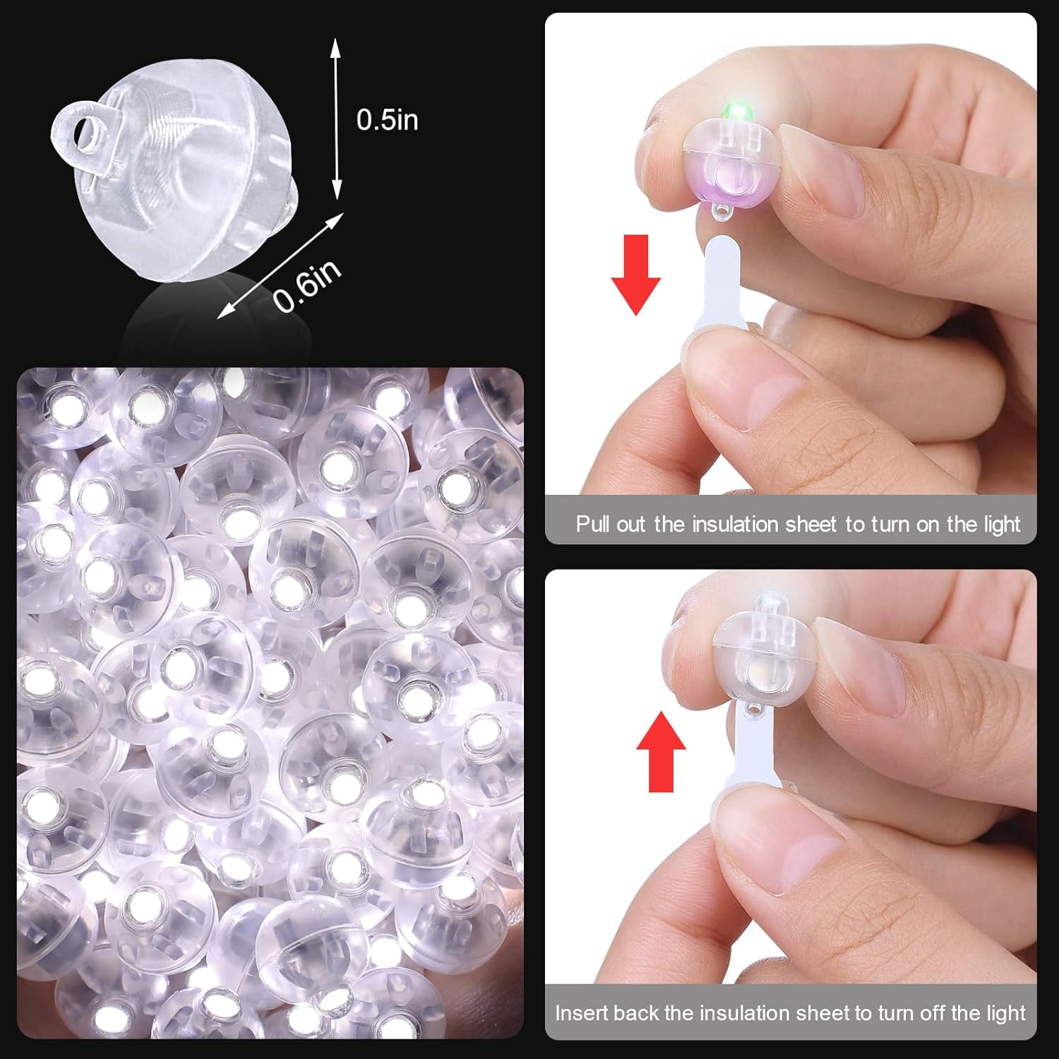 YTGRF-50PCs Mini Led Lights with Hook, Waterproof Round Tiny Led Light ...