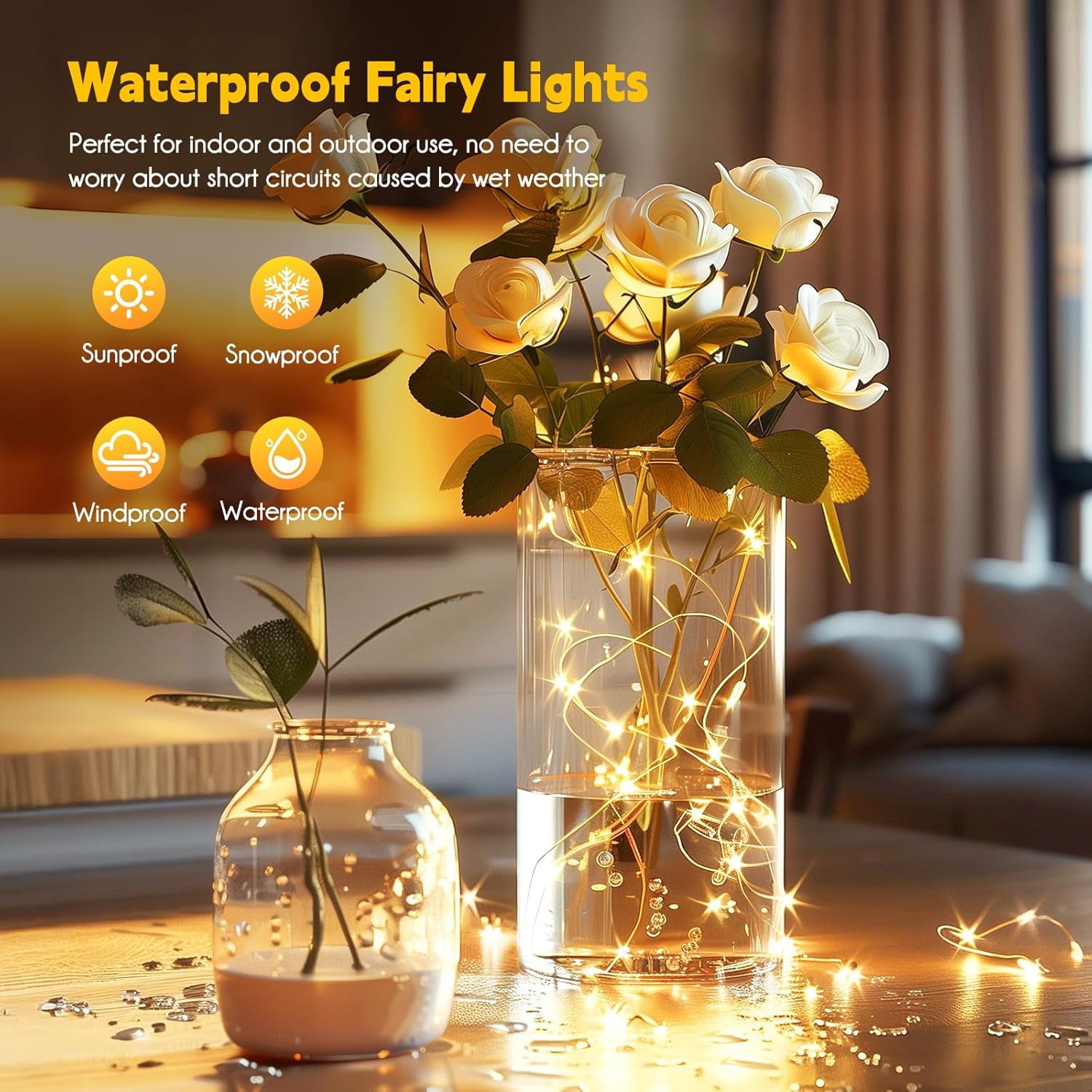 YTGRF-66 Feet 200 LEDs USB Fairy String Lights with Remote, Copper Wire ...