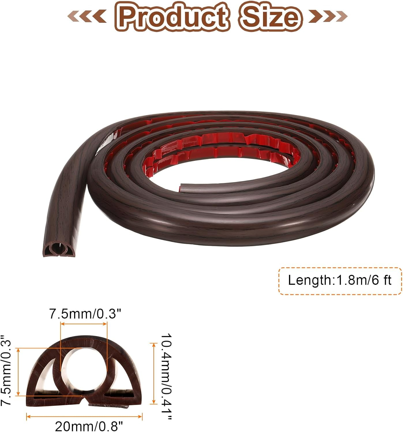 YTGRF-6ft Cord Cover Floor W0.3 x H0.3 Inner Channel PVC Hide Extension ...