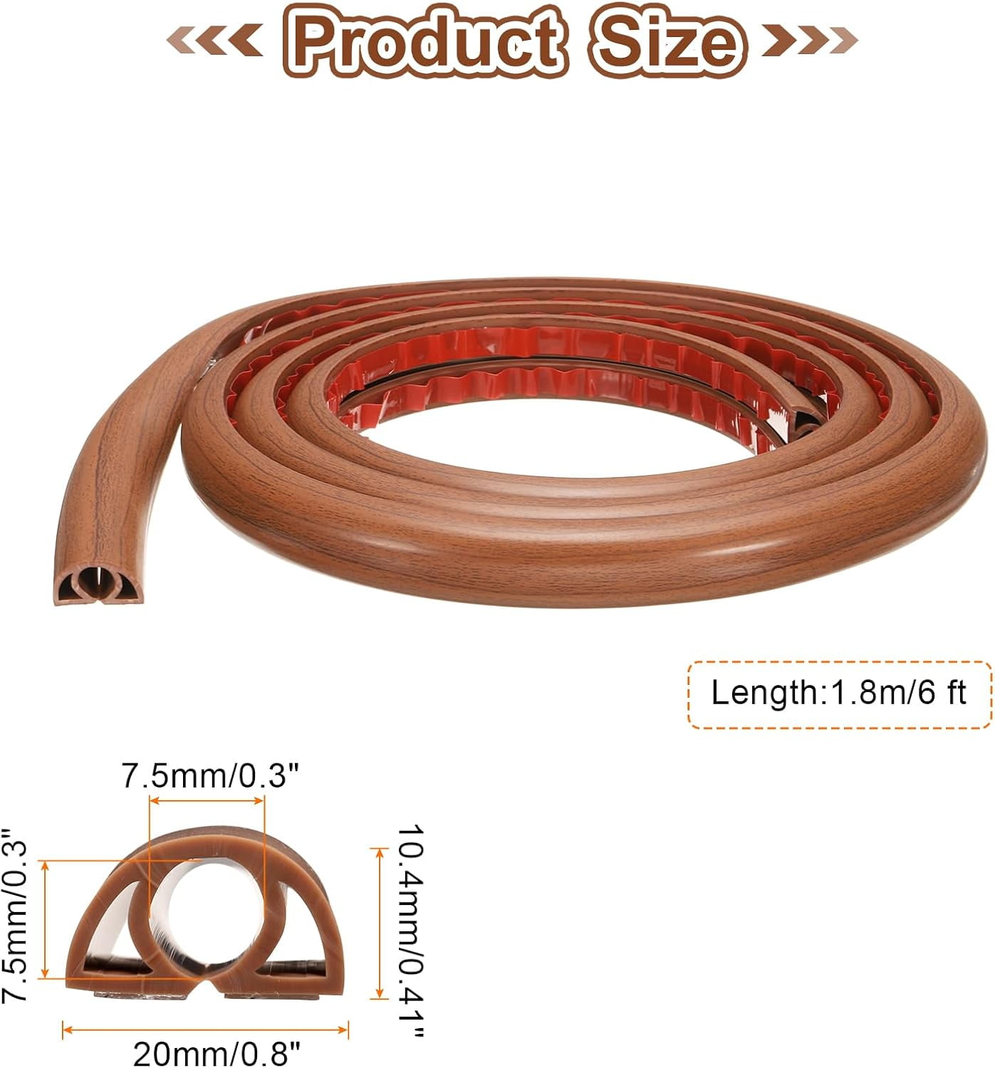 YTGRF-6ft Cord Cover Floor W0.3 x H0.3 Inner Channel PVC Hide Extension ...