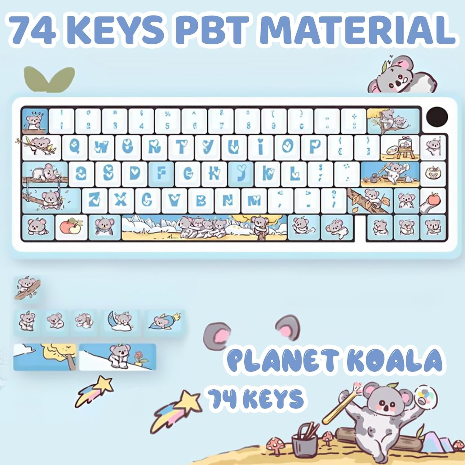 YTGRF-74 Keys PBT Keycaps Set Comet MDA Profile Dye Sublimation Gaming ...