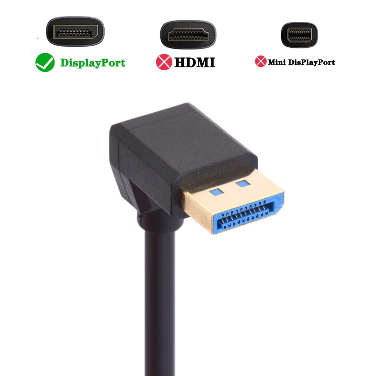 YTGRF-8K DisplayPort 1.4 Extension Cable, 90 Degree Angle DP Male to DP ...