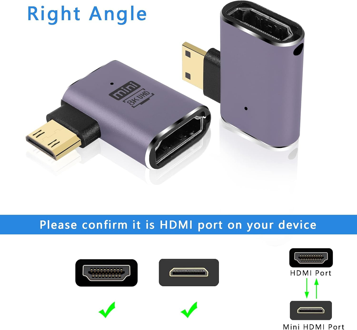 YTGRF-8K Mini HDMI to HDMI Extender Adapter 2.1 Version Mini HDMI Male ...