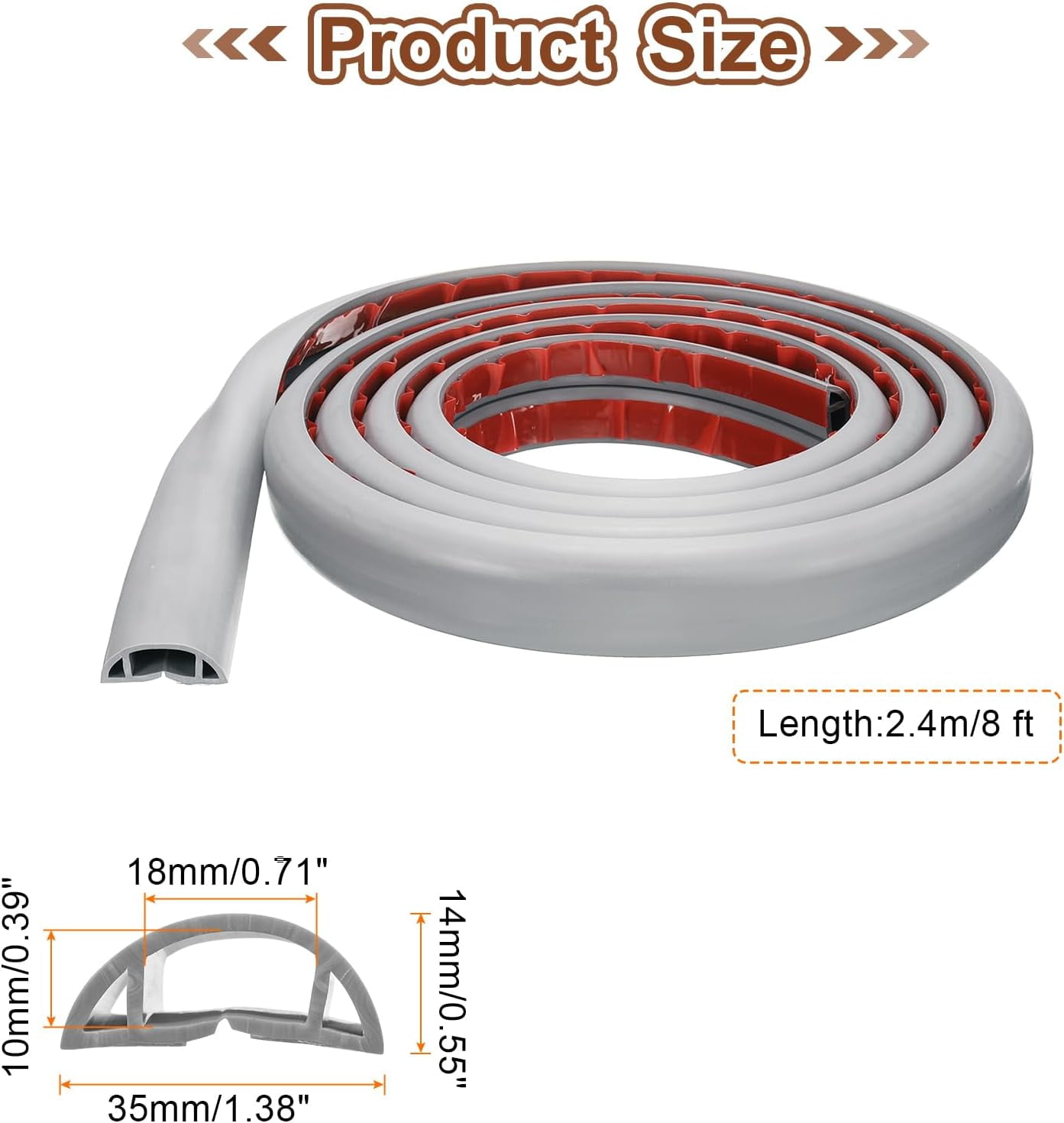 YTGRF-8ft Cord Cover Floor W0.71 x H0.39 Inner Channel PVC Hide ...