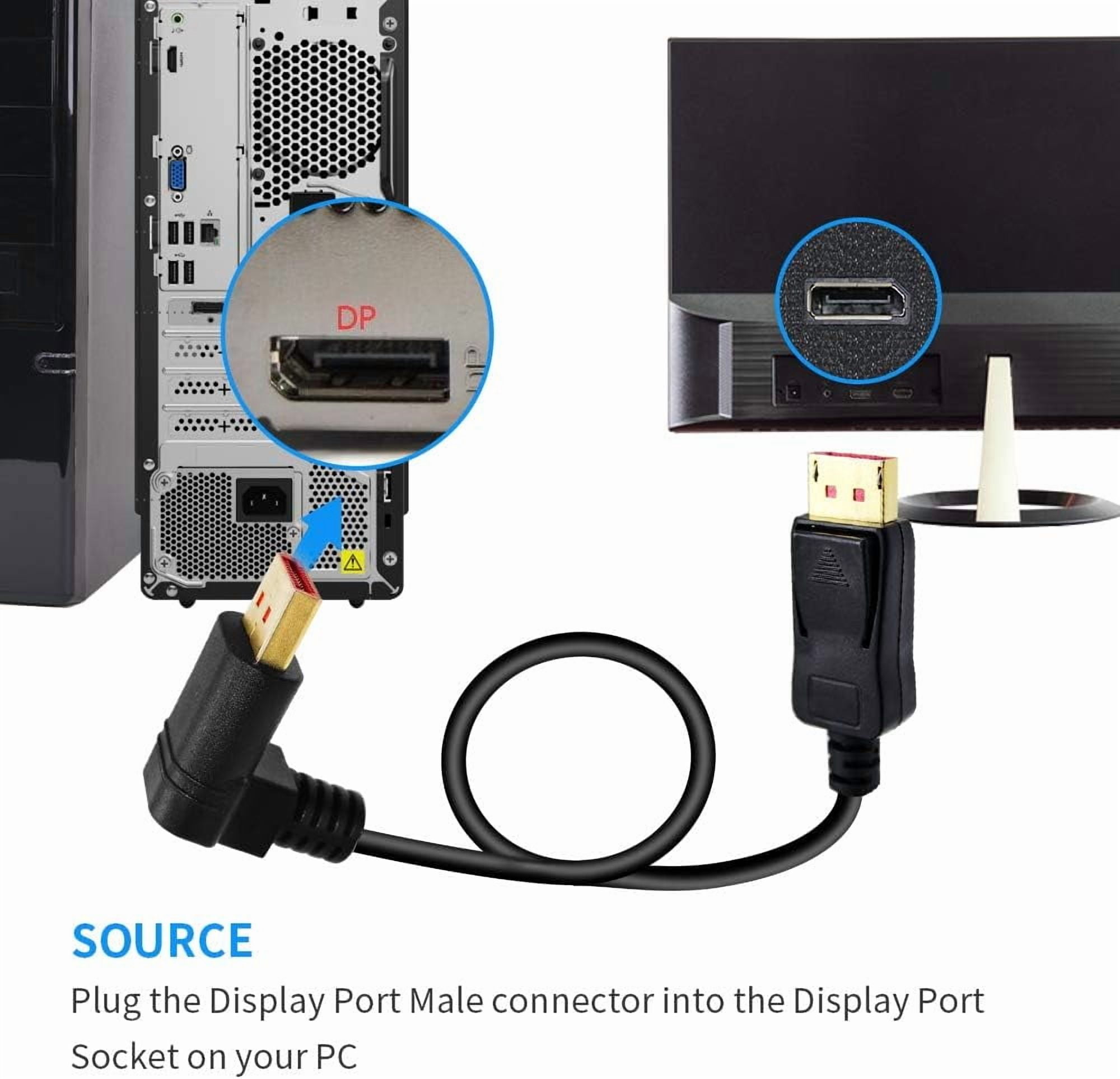 YTGRF-90 Degree Displayport 1.4 Adapter Cable, Right Angle Display Port ...