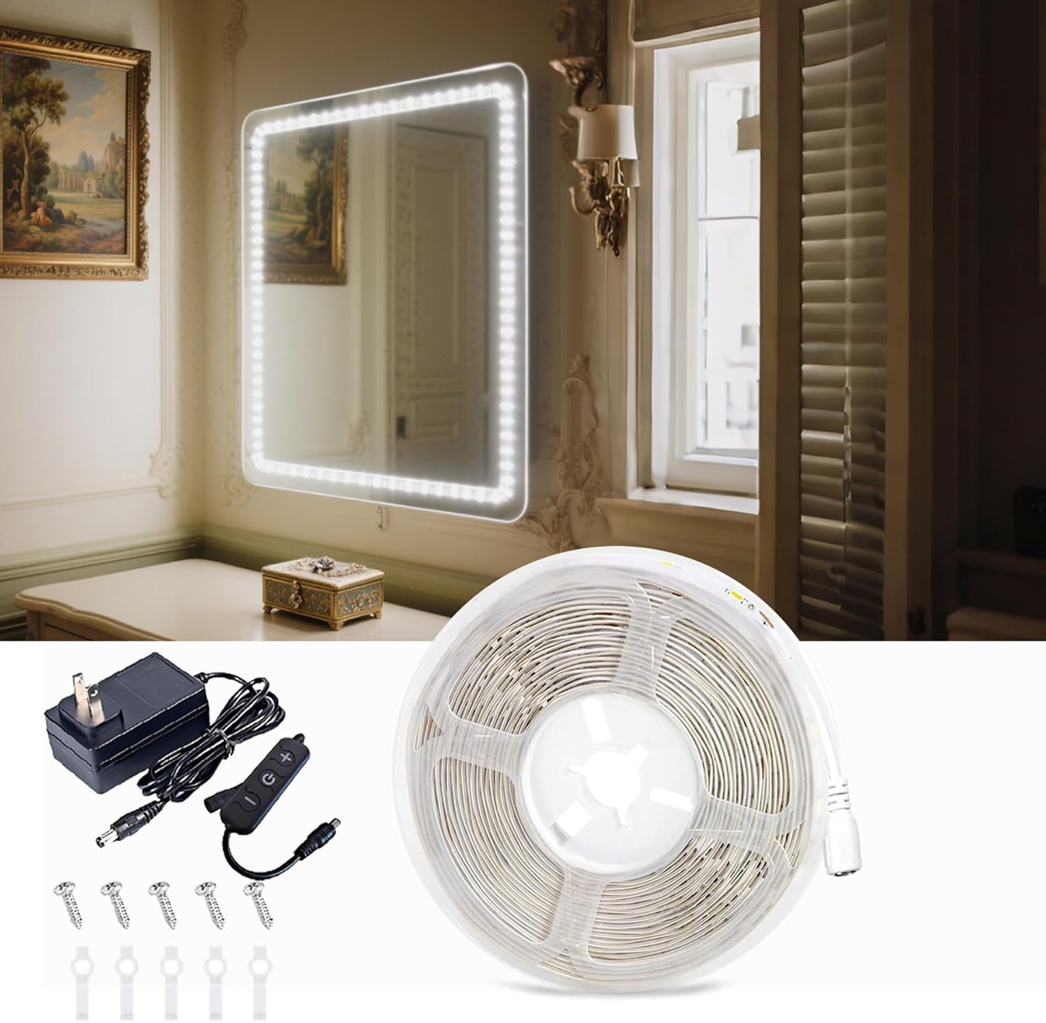 YTGRF-9Ft Led Strip Lights White, Dimmable Flexible LED Lights Strip ...