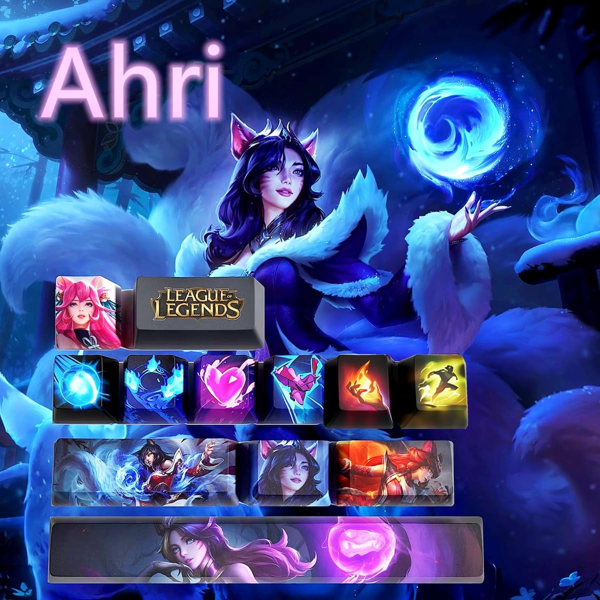 YTGRF-Ahri Keycaps Set for League of Legends Gaming Skill 12 Keys ...