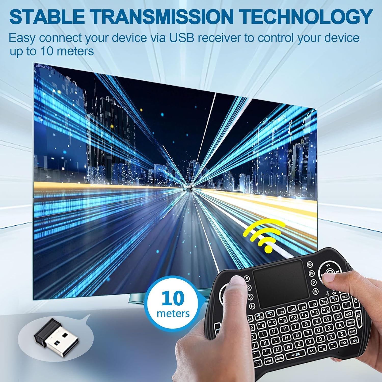 YTGRF-Backlit Mini Wireless Keyboard Touchpad Mouse Combo with ...