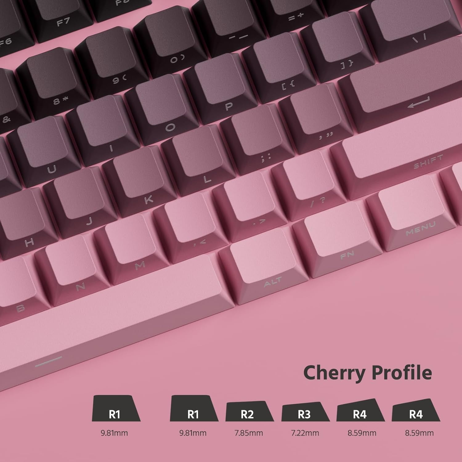 YTGRF-Black&Pink Gradient PBT Keycaps Set, Side Print Cherry Profile ...
