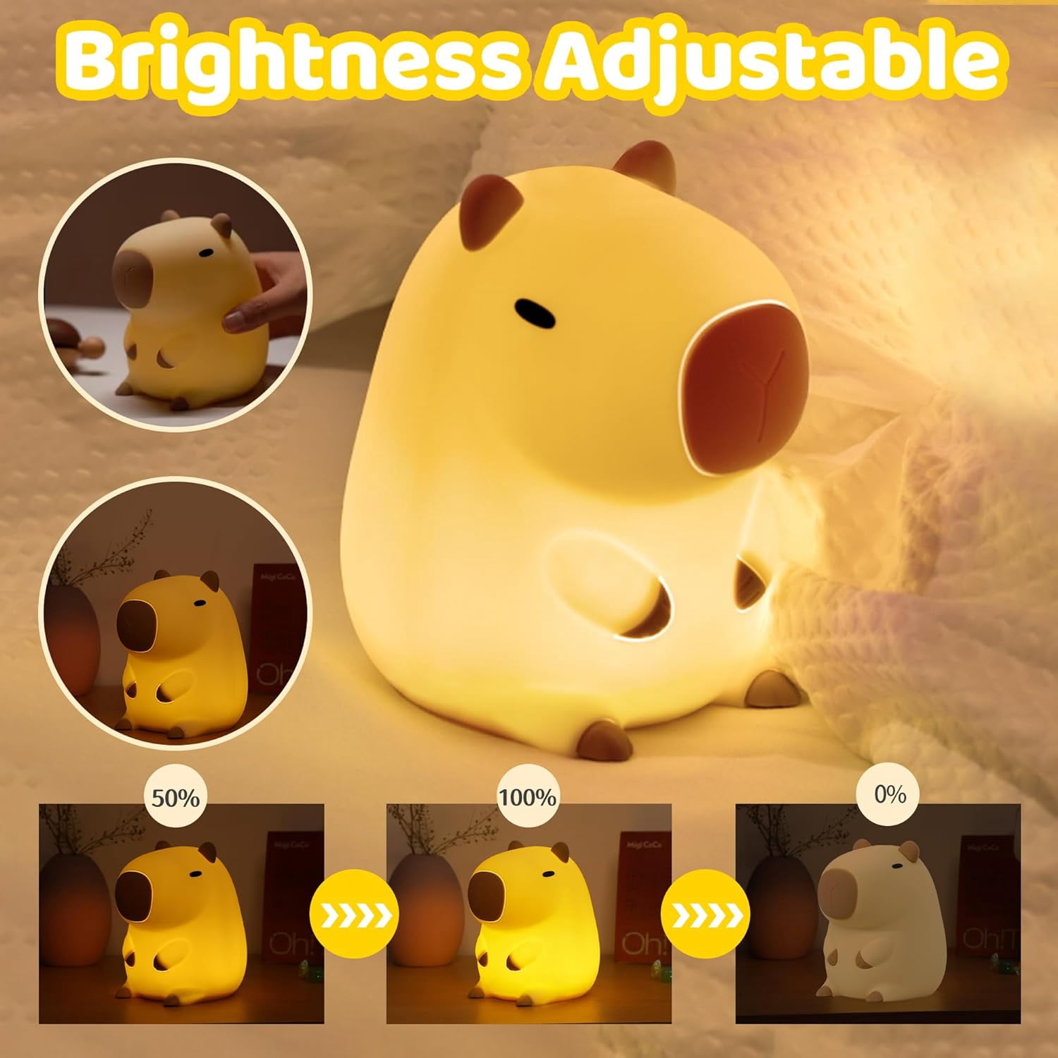 YTGRF-Capybara Night Light, Cute Silicone Capybara Lamp for Kids, Soft ...