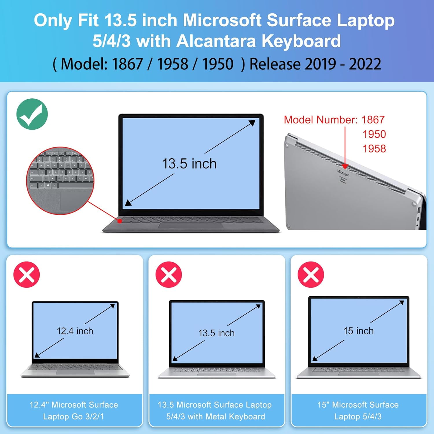 YTGRF-Case for 13.5" Microsoft Surface Laptop 3/4/5 with Alcantara Palm ...