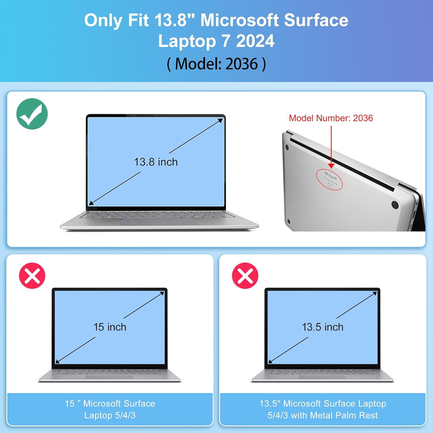 YTGRF-Case for Microsoft Surface Laptop 13.8 inch, 2024 Windows 11 ...