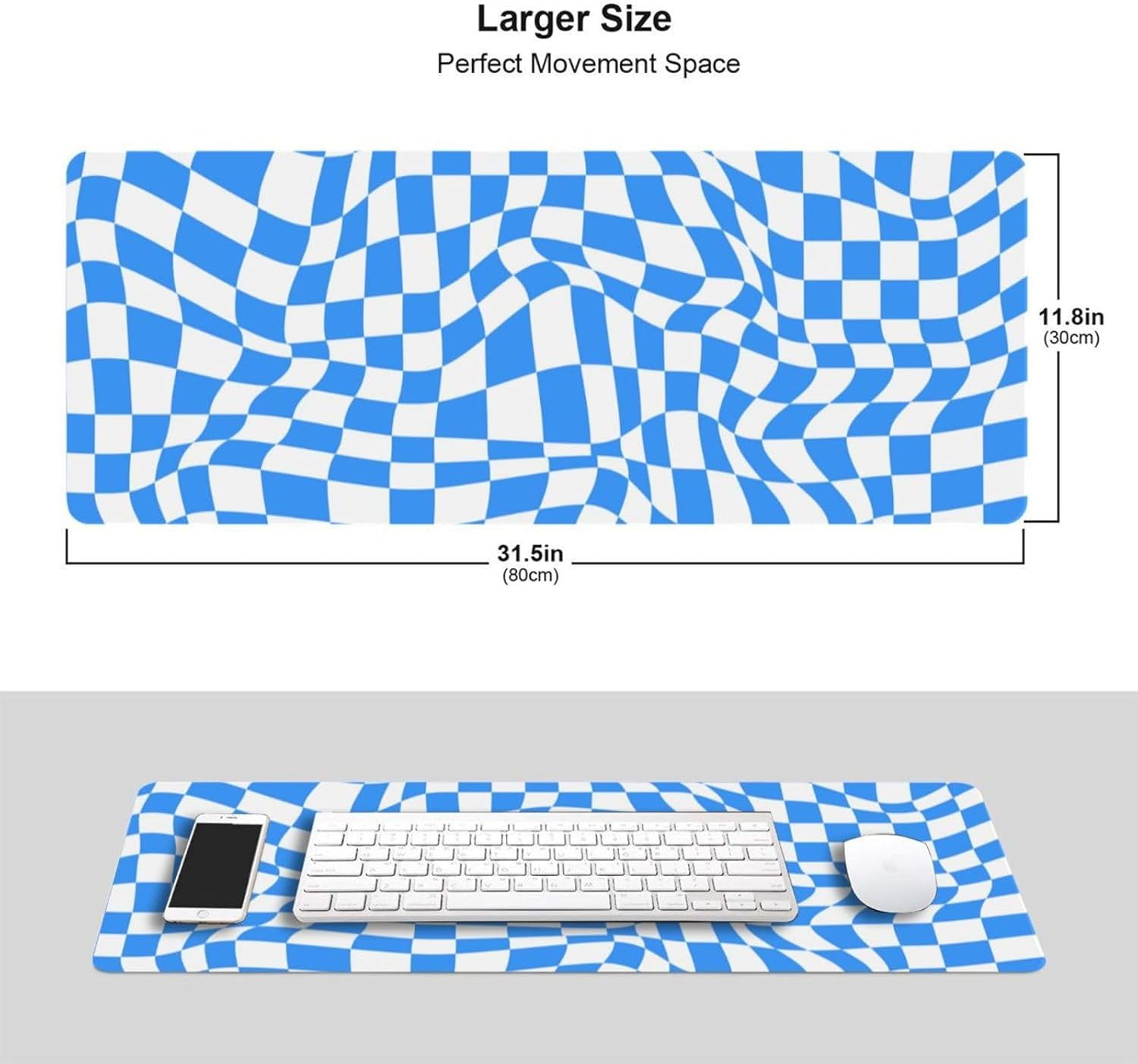 YTGRF-Checkered Light Blue Cute Mouse Pad Gaming XL Large Mousepad Desk ...