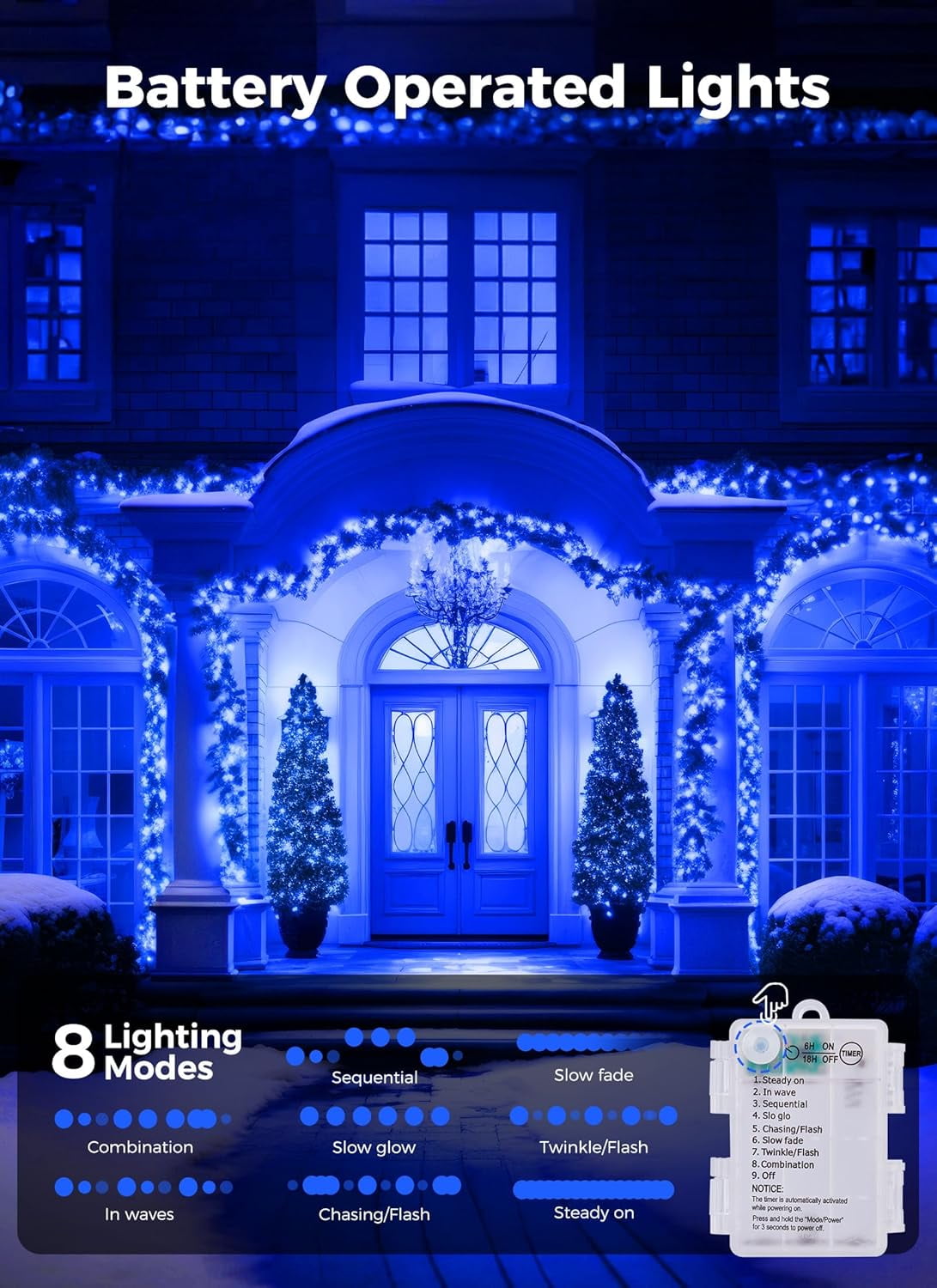YTGRF-Christmas String Lights Battery Operated, 2 Pack Total 33FT 100 ...