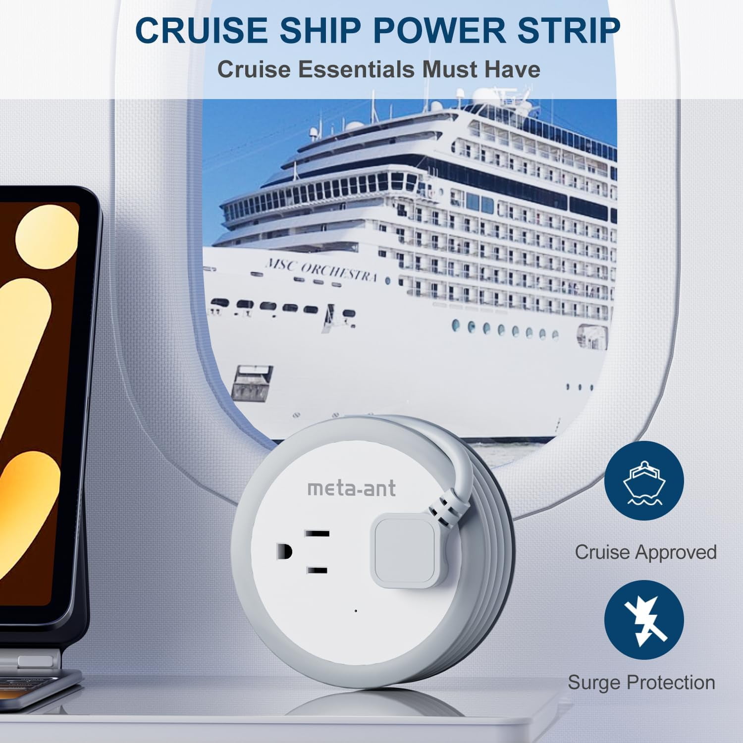 YTGRF-Cruise Essentials, Travel Power Strip with USB Ports, Cruise ...