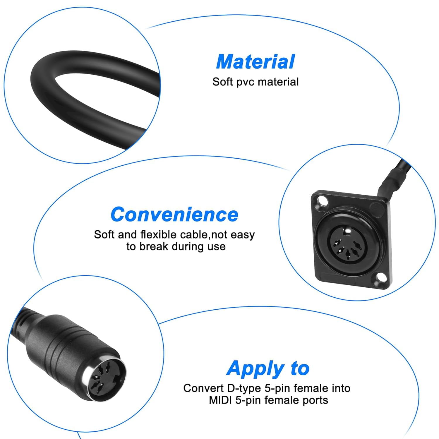 YTGRF-D-Type DIN 5PIN MIDI Cable - Female to Female Extension Cord ...