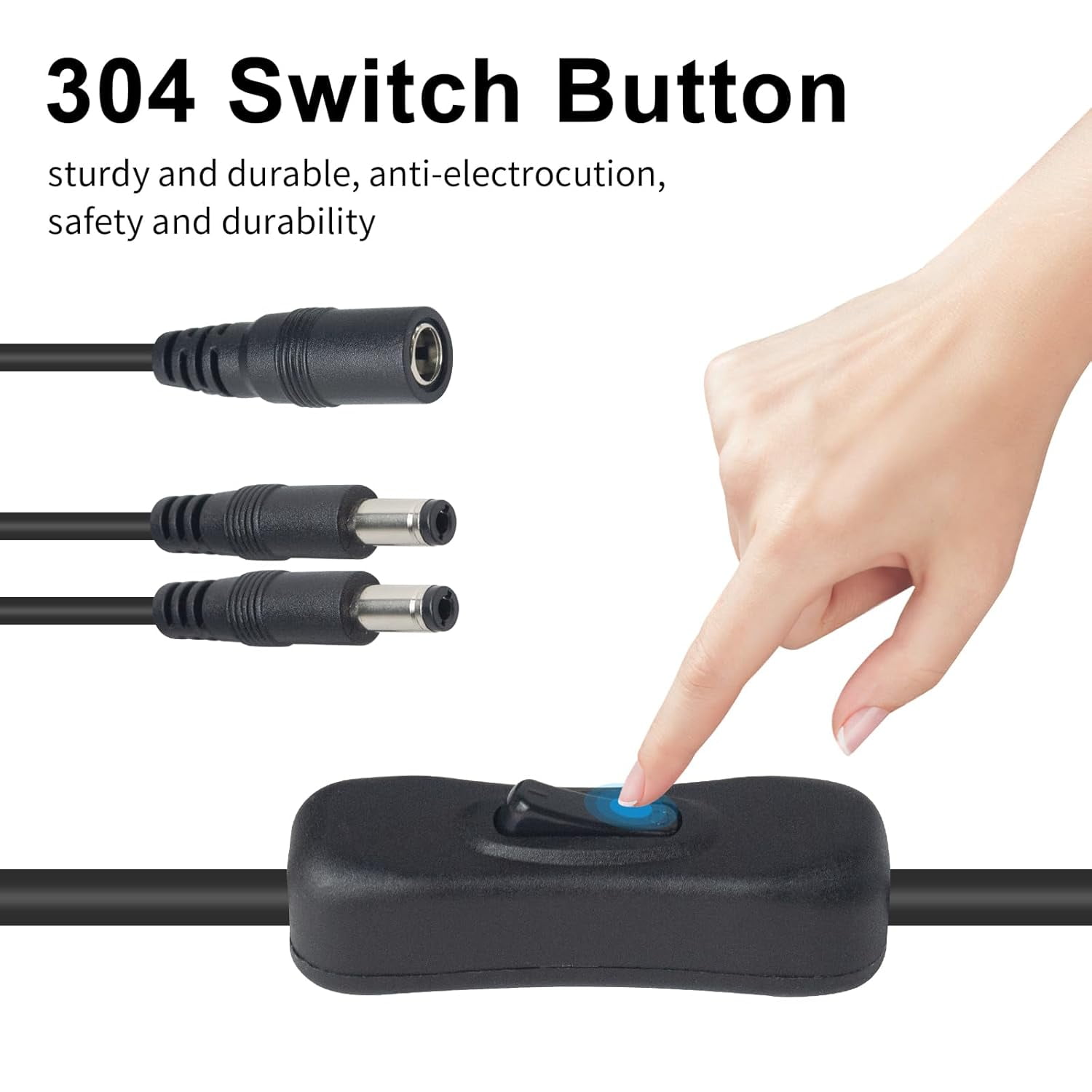 YTGRF-DC Splitter Power Cable, DC5.5mm x 2.1mm 1 Female to 2 Male ...