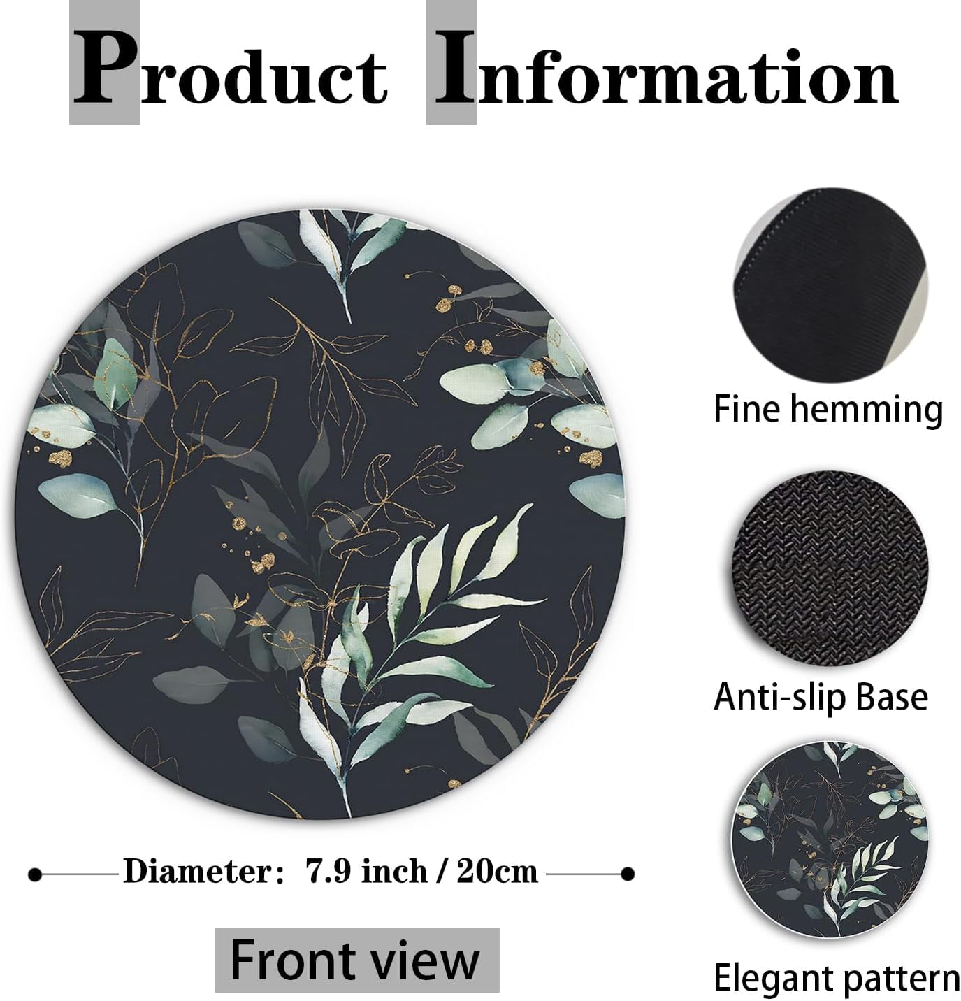 YTGRF-Dark Sage Green Eucalyptus Botanical Mouse Pad for Desk,Dark ...