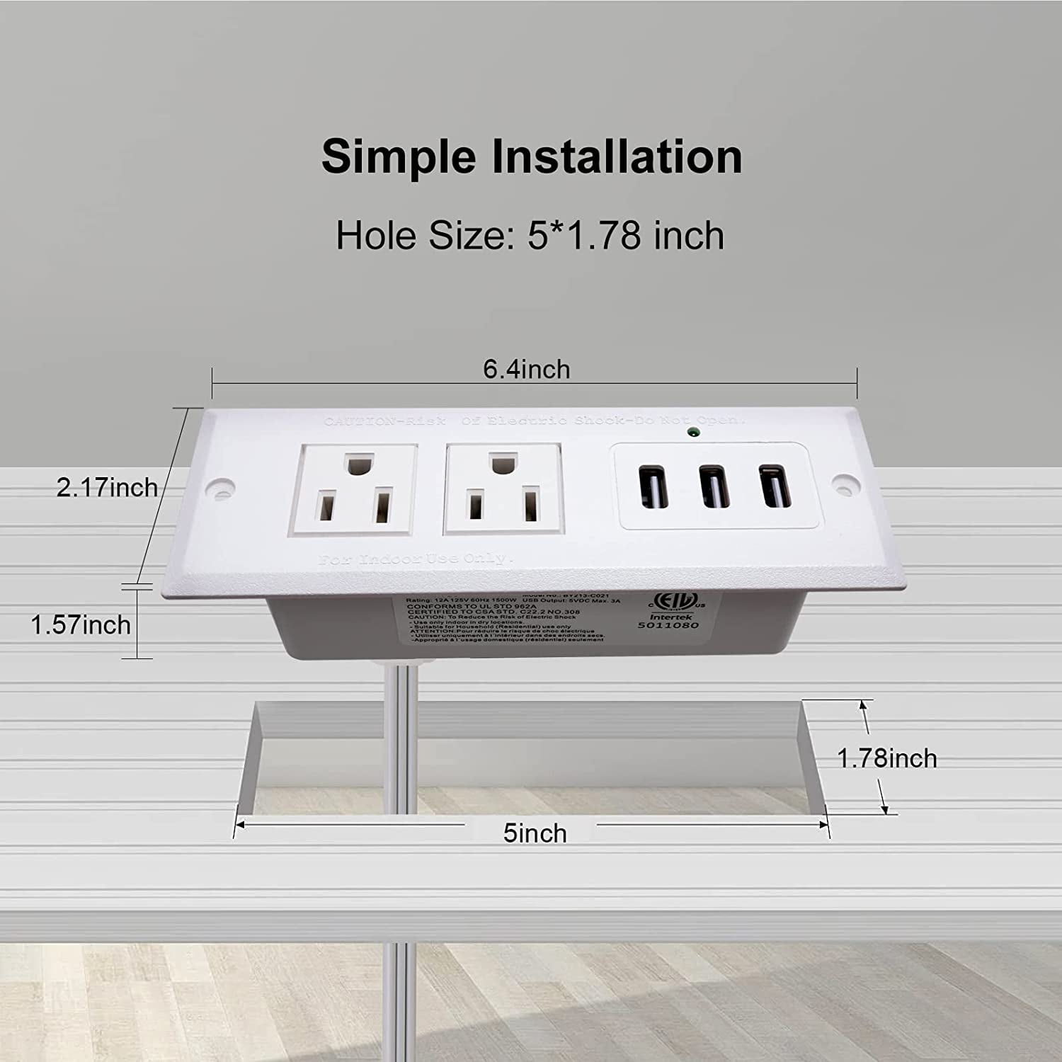 YTGRF-Desk Power Strip with USB Recessed Mounted Desktop Power Outlet 2 ...