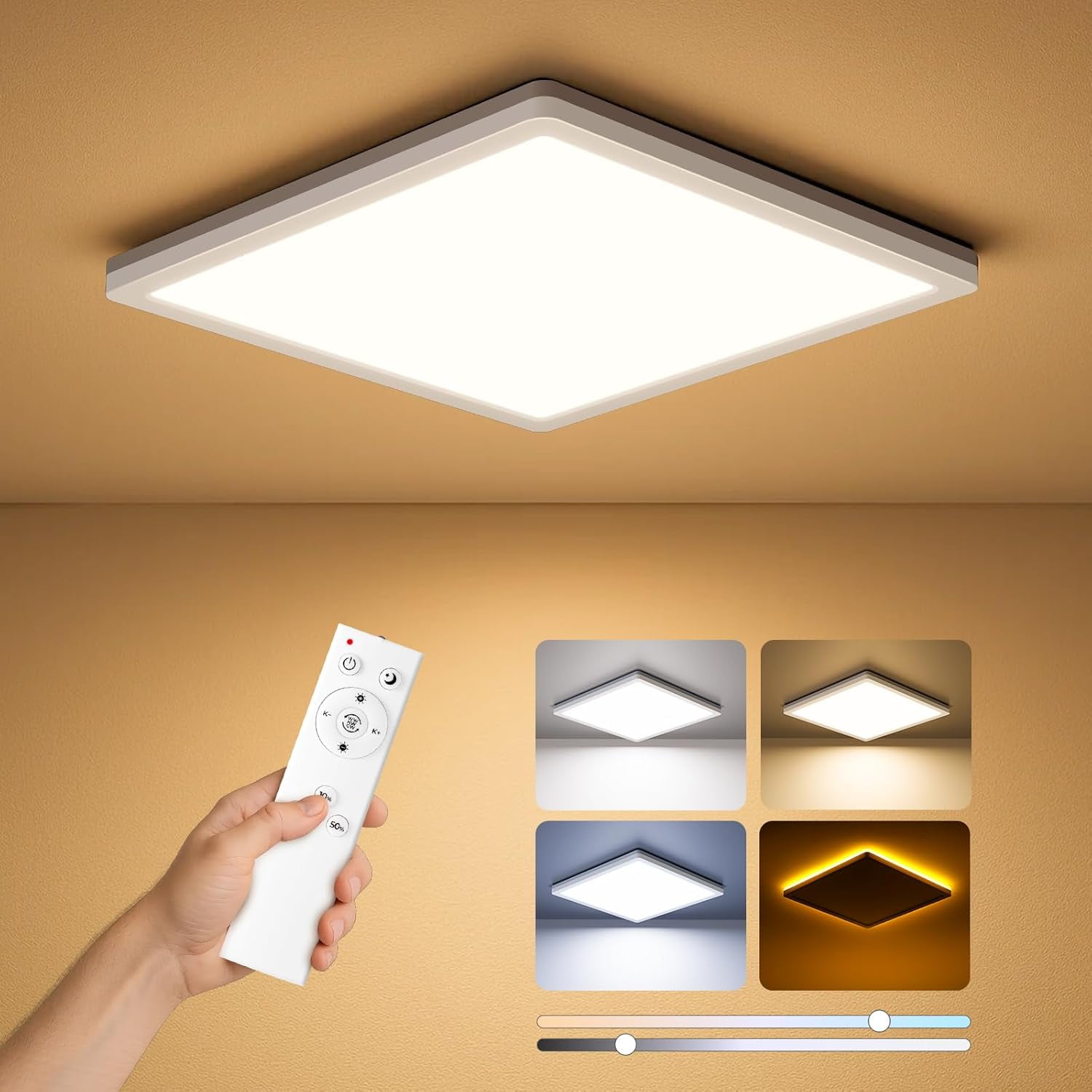YTGRF-Dimmable LED Flush Mount Ceiling Light Fixture with Remote ...