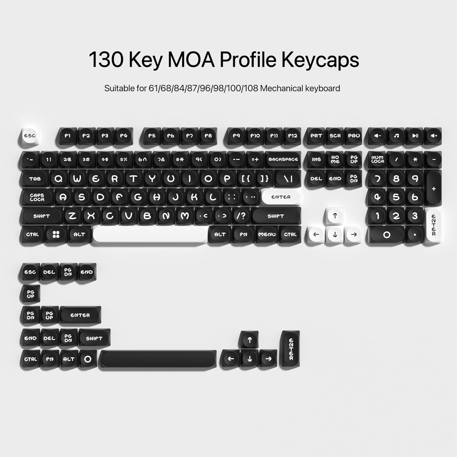 YTGRF-Double Shot PBT keycaps Set,MOA Profile keycaps 75% 100%,Dye ...