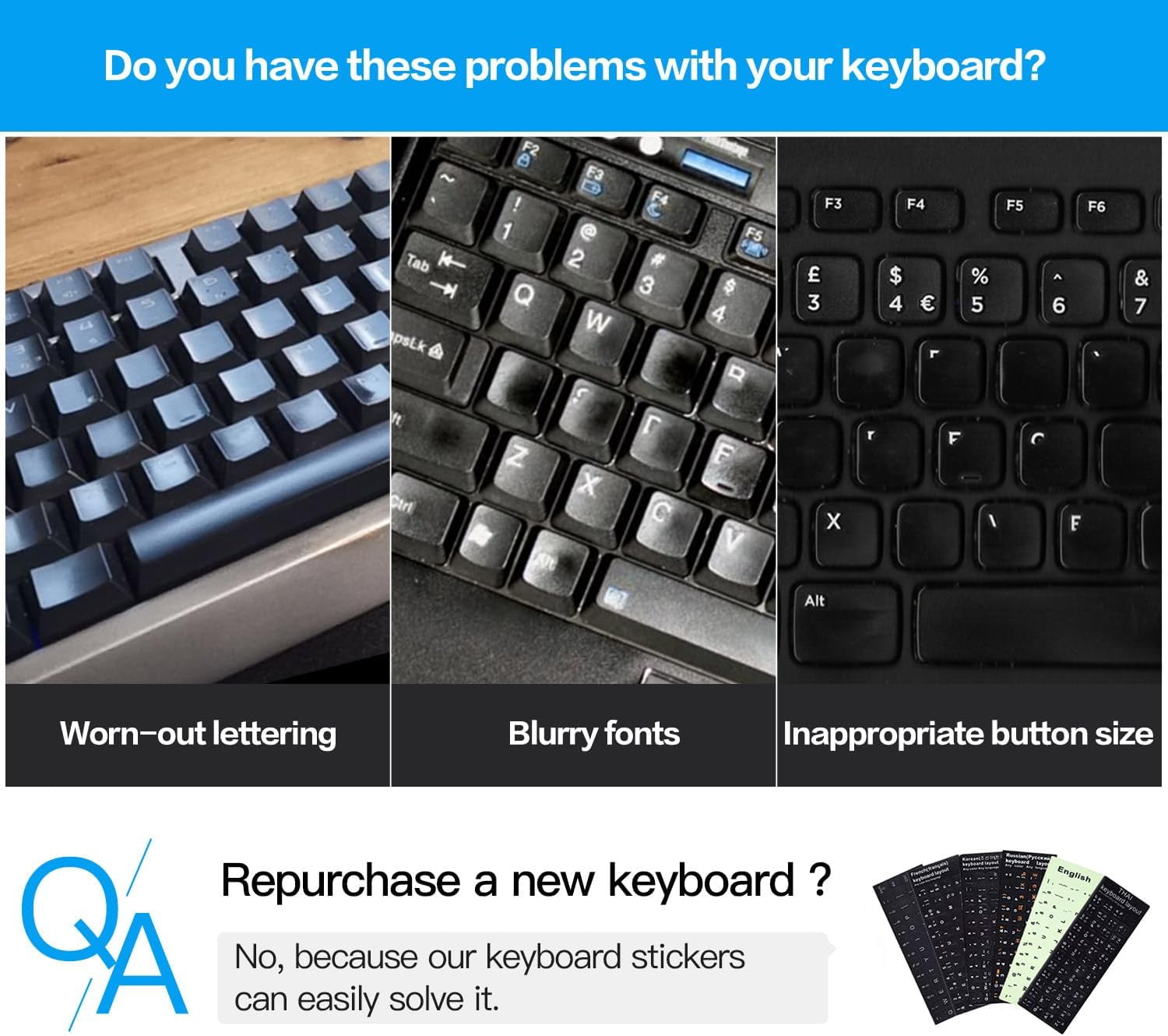 YTGRF-English Keyboard Stickers, 2 Pack Replacement Keyboard Letters ...