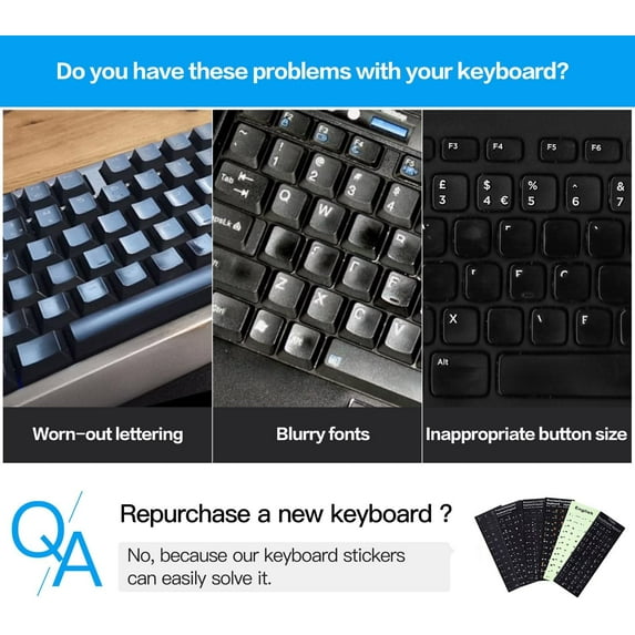 YTGRF-English Keyboard Stickers, 2 Pack Replacement Keyboard Letters ...