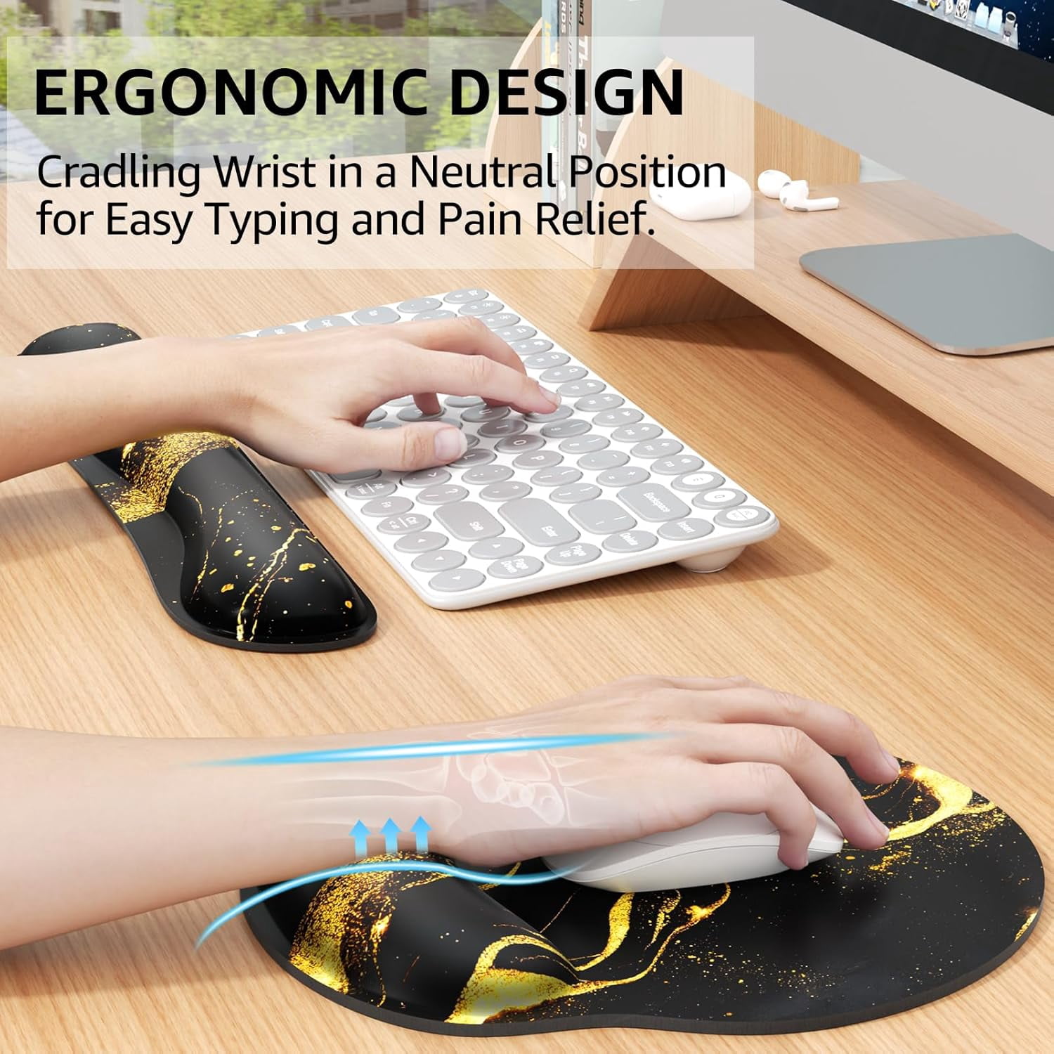 YTGRF-Ergonomic Keyboard Wrist Rest, Memory Foam Mouse Pad with Wrist ...