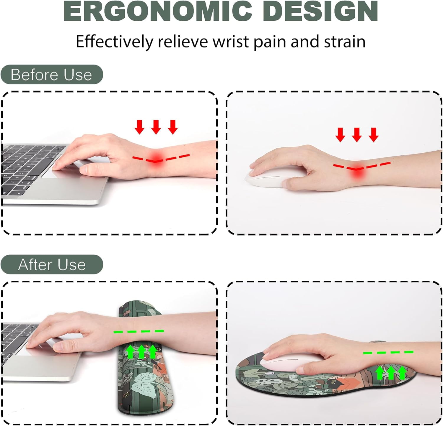 YTGRF-Ergonomic Mouse Pad with Wrist Rest and Keyboard Wrist Rest ...