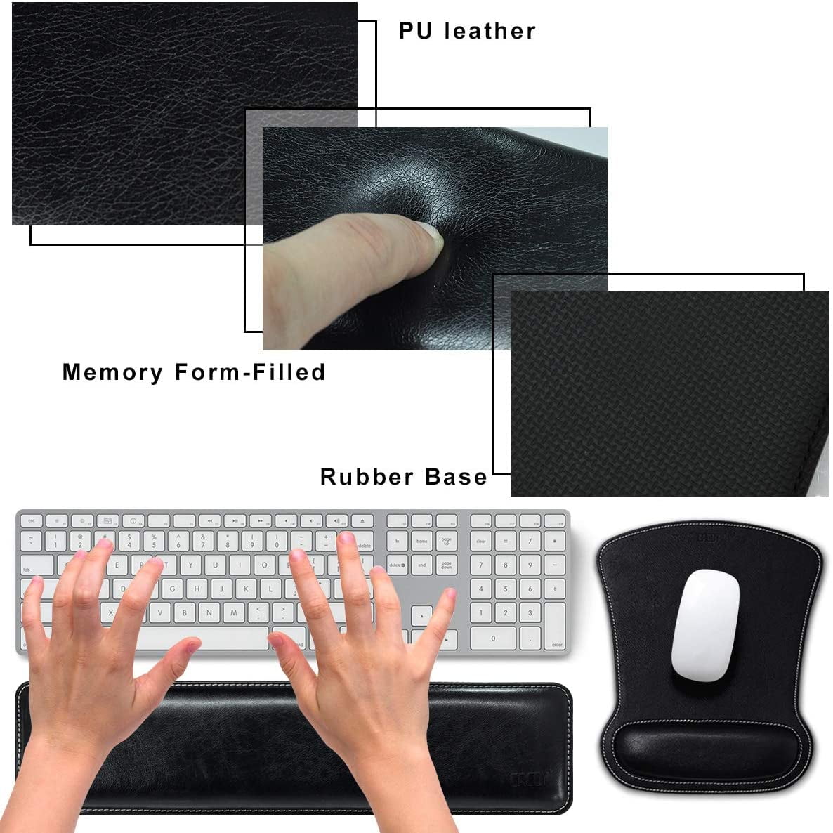YTGRF-Ergonomic PU Leather Keyboard Wrist Rest and Mouse Pad Wrist ...