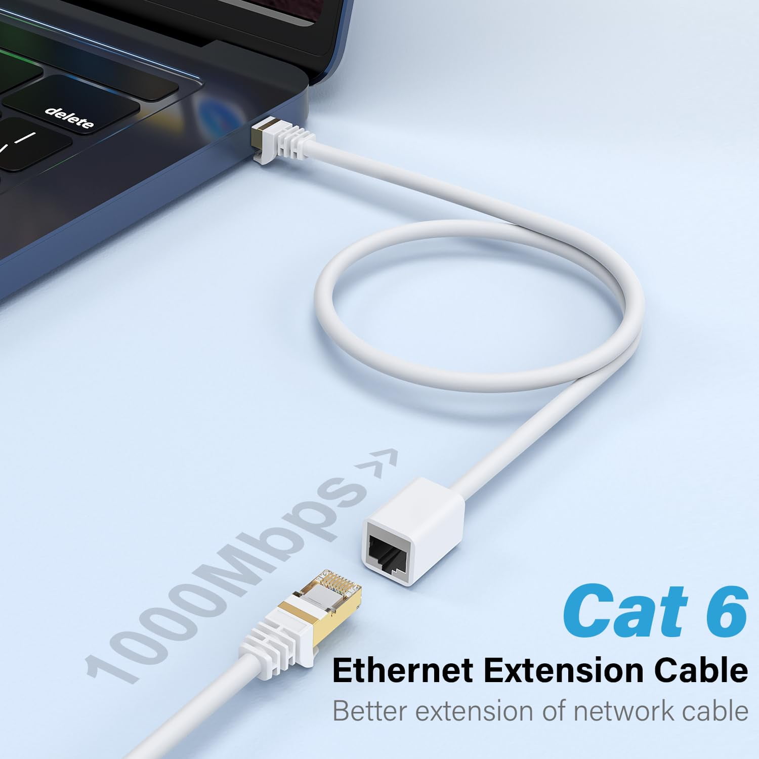 YTGRF-Ethernet Extension Cable (1-Pack), RJ45 Cords Shielded Male to ...