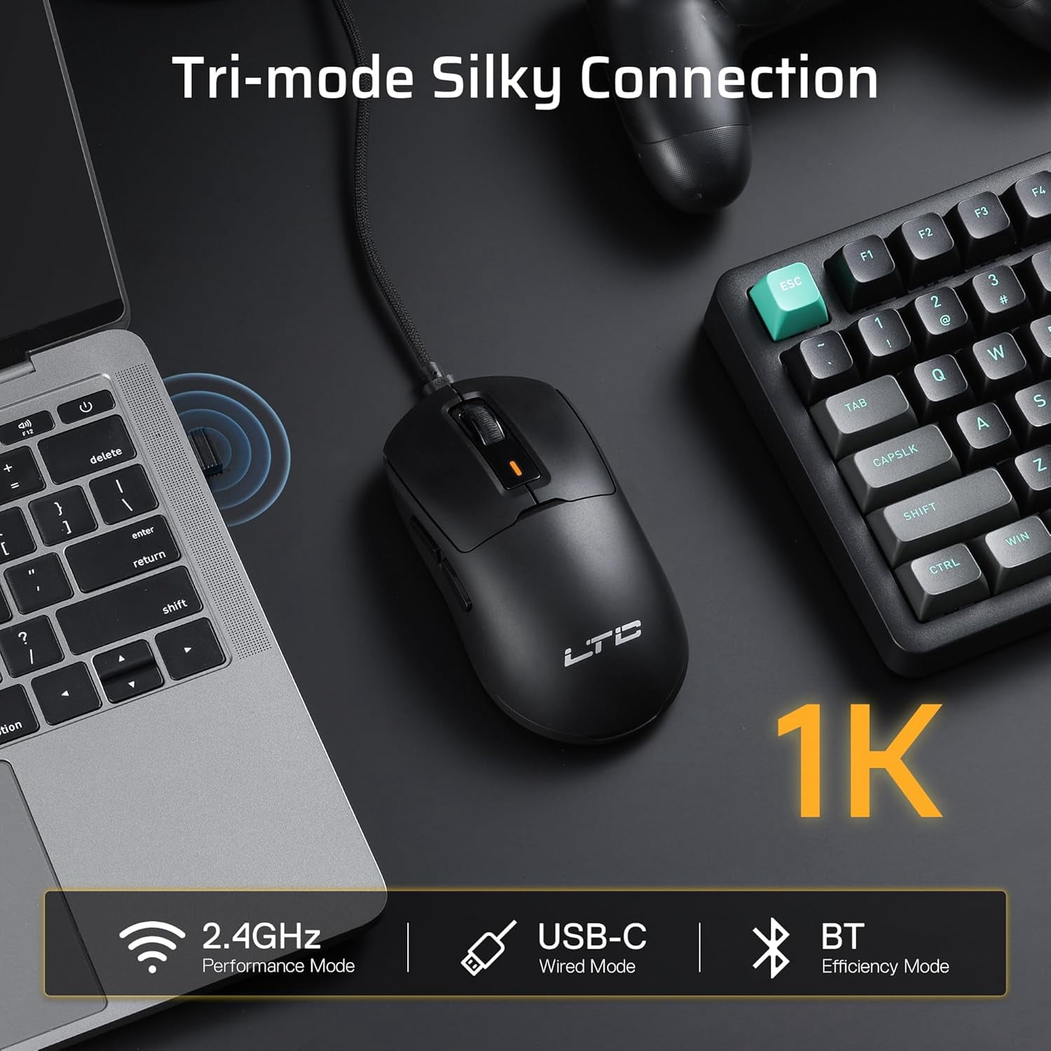 YTGRF-GM024 Tri-Mode Wireless Gaming Mouse, 59g Ultra-Light Ergonomic ...