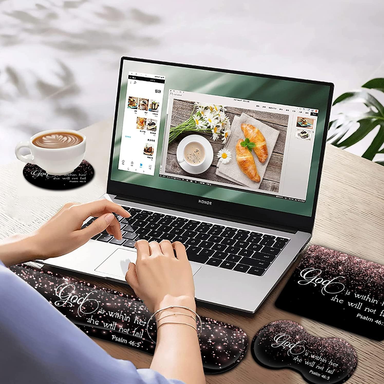 YTGRF-Gaming Mouse Pad with Wrist Rest Support Set, Ergonomic Memory ...