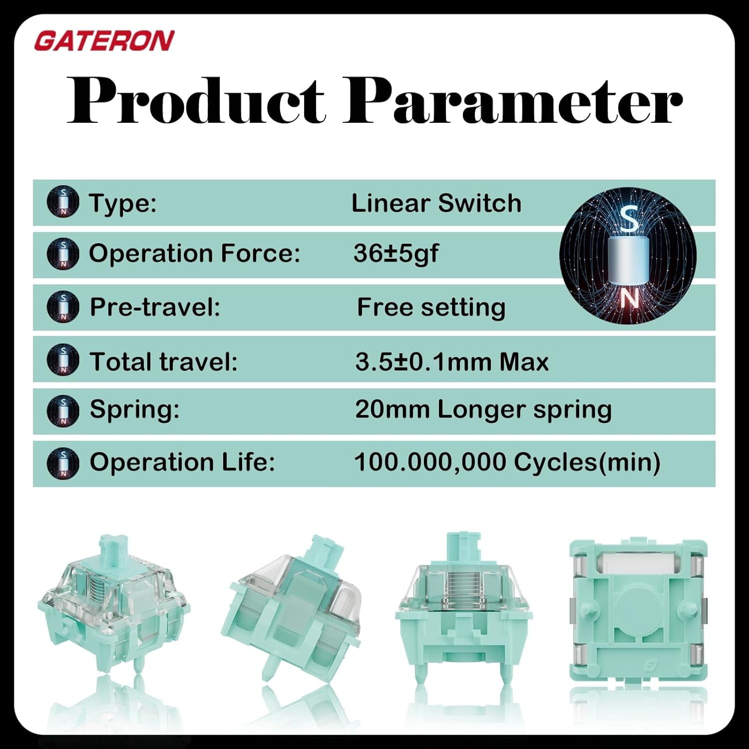YTGRF-Gateron Magnetic Emperor Keyboard Switches,Factory Pre-lubed ...