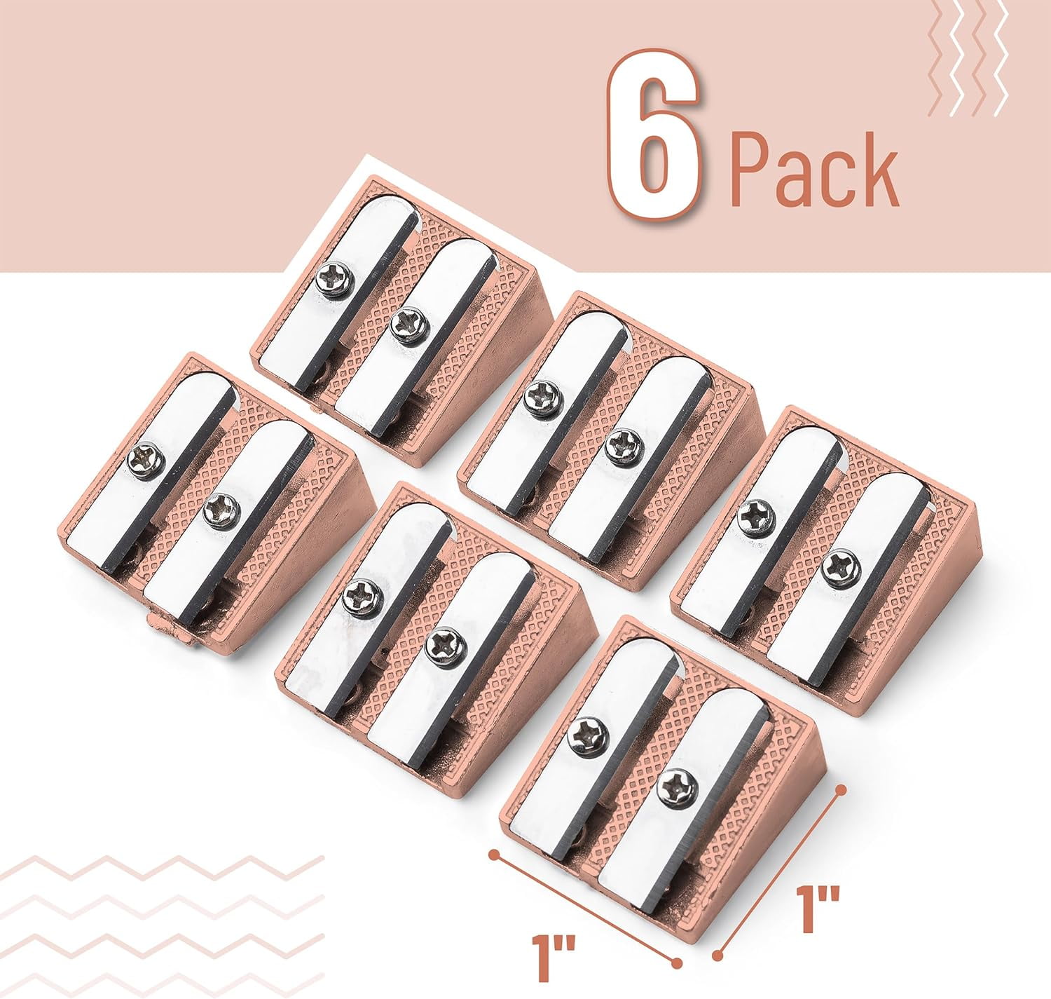YTGRF-- Handheld Metal Pencil Sharpener With 2 Holes, 6 Pack, Rose Gold ...