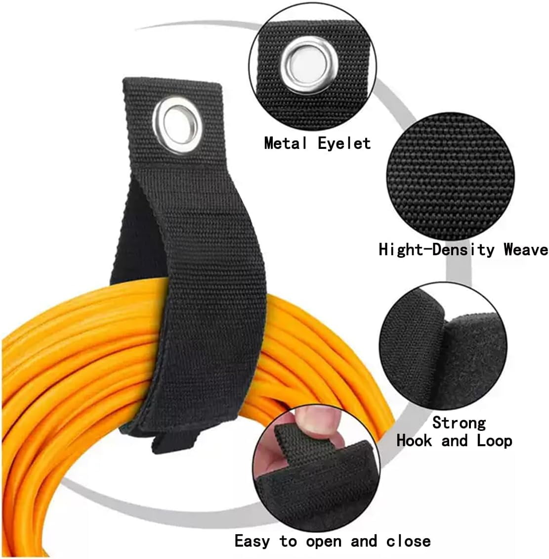 YTGRF-Heavy Duty Storage Straps,10-inch (6 Pack) Extension Cord Holder ...
