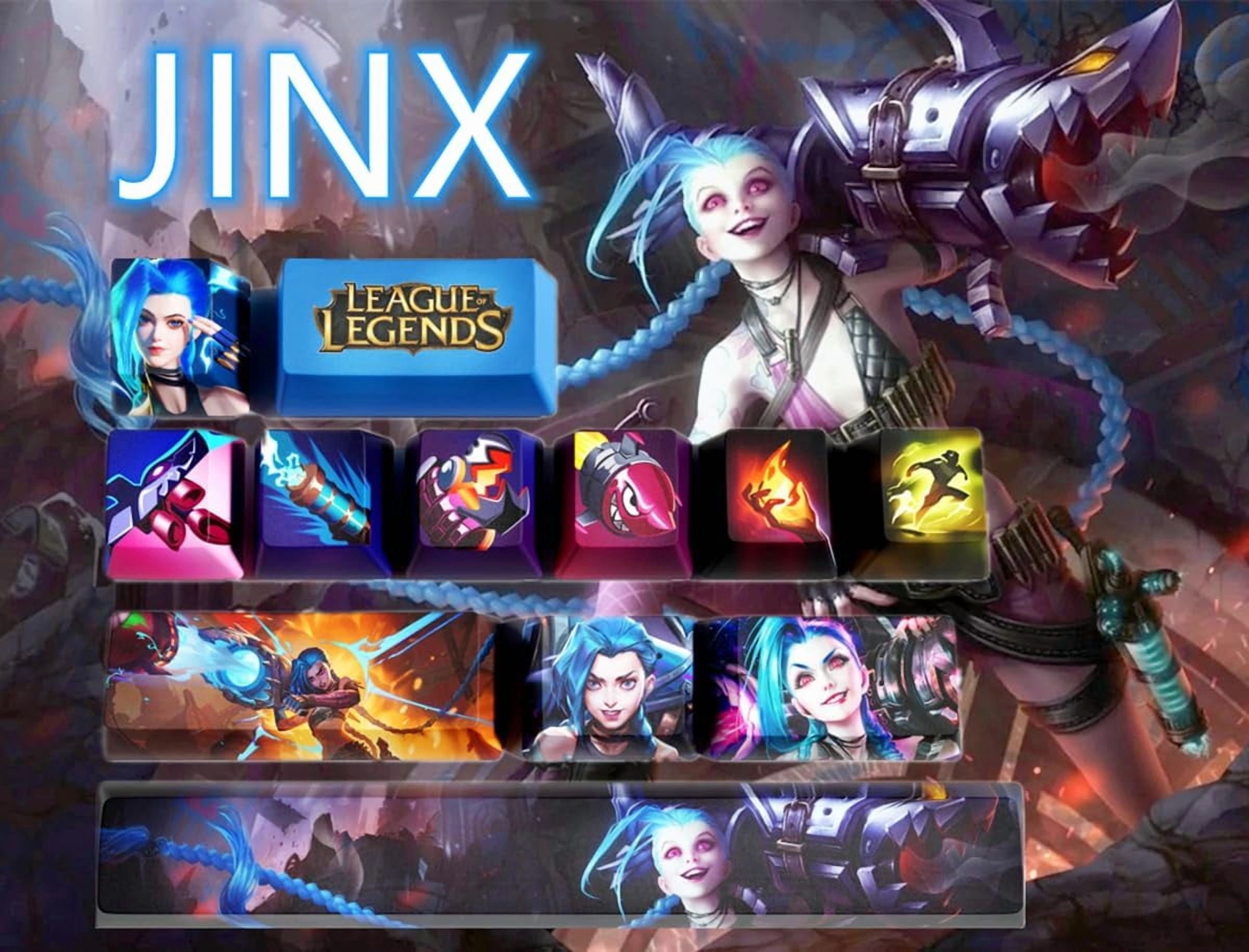 YTGRF-Jinx Keycaps Set for League of Legends Gaming Skill 12 Keys ...