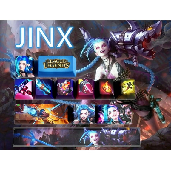 YTGRF-Jinx Keycaps Set for League of Legends Gaming Skill 12 Keys ...