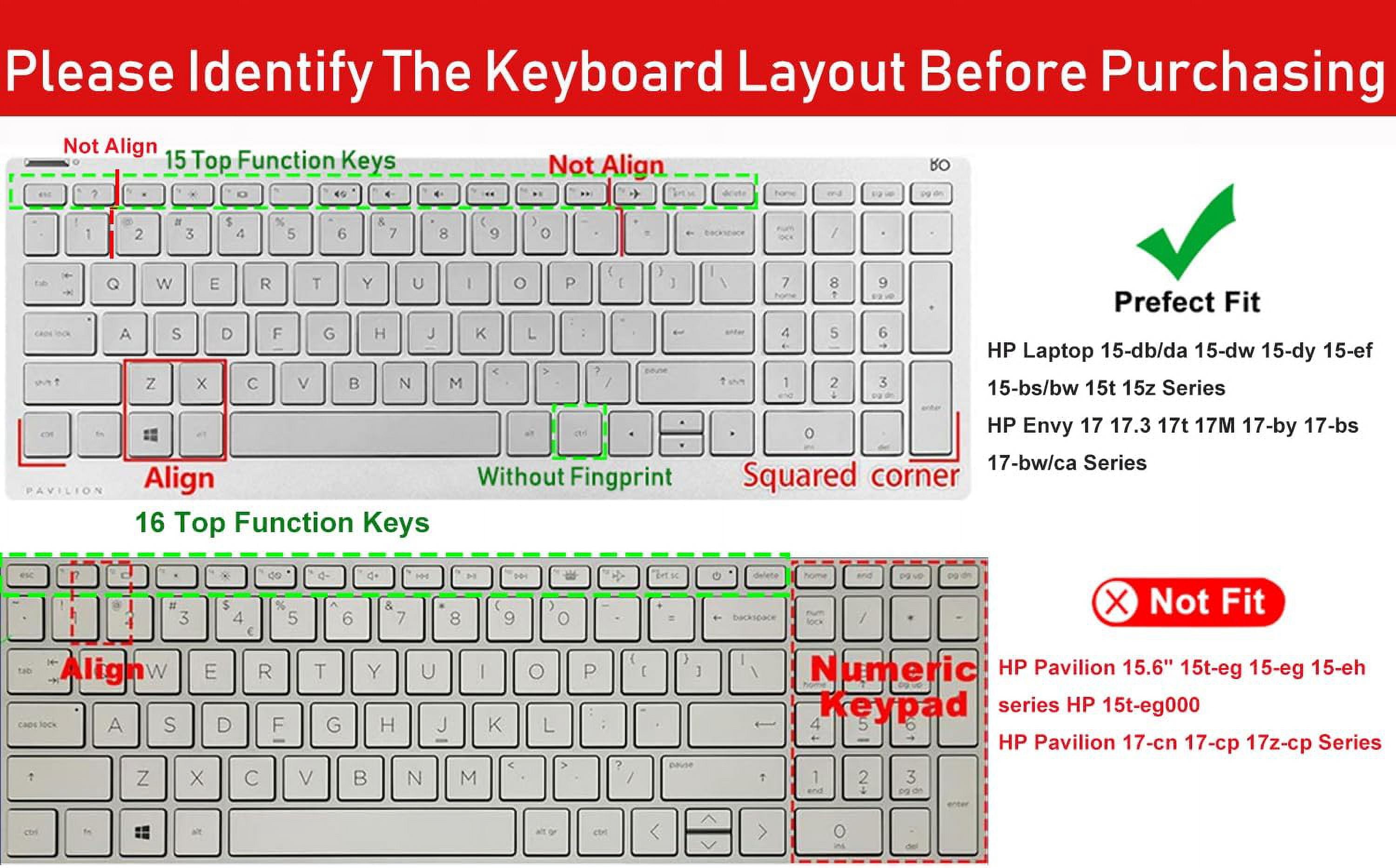 YTGRF-Keyboard Cover for HP Laptop 15-db/da 15-dw 15-dy 15-ef 15-bs/bw ...