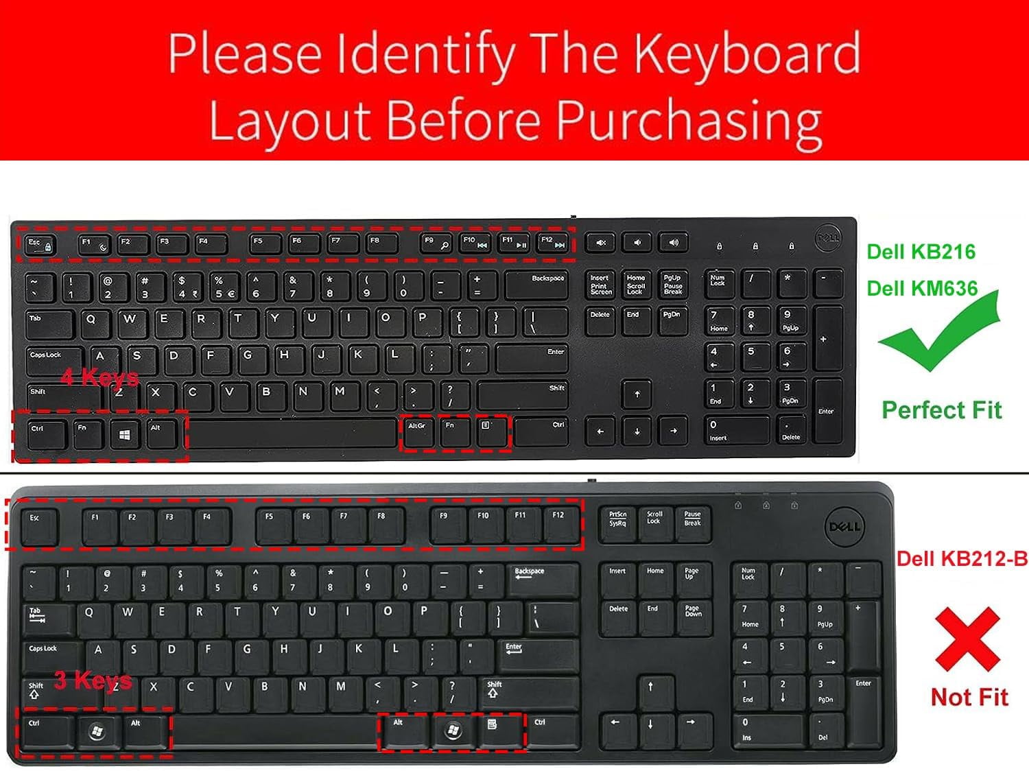 YTGRF-Keyboard Cover Skin for Dell KB216 Wired & Dell KM636 Wireless ...