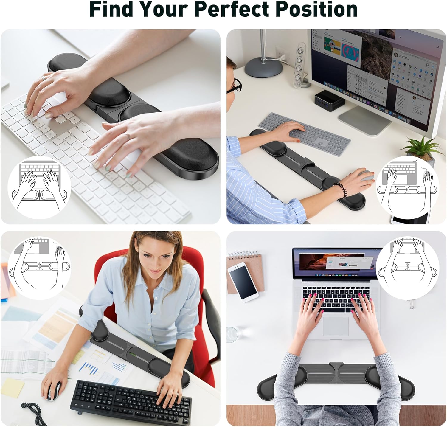 YTGRF-Keyboard Wrist Rest – Adj. Angle & 25” Length, Foldable Memory ...
