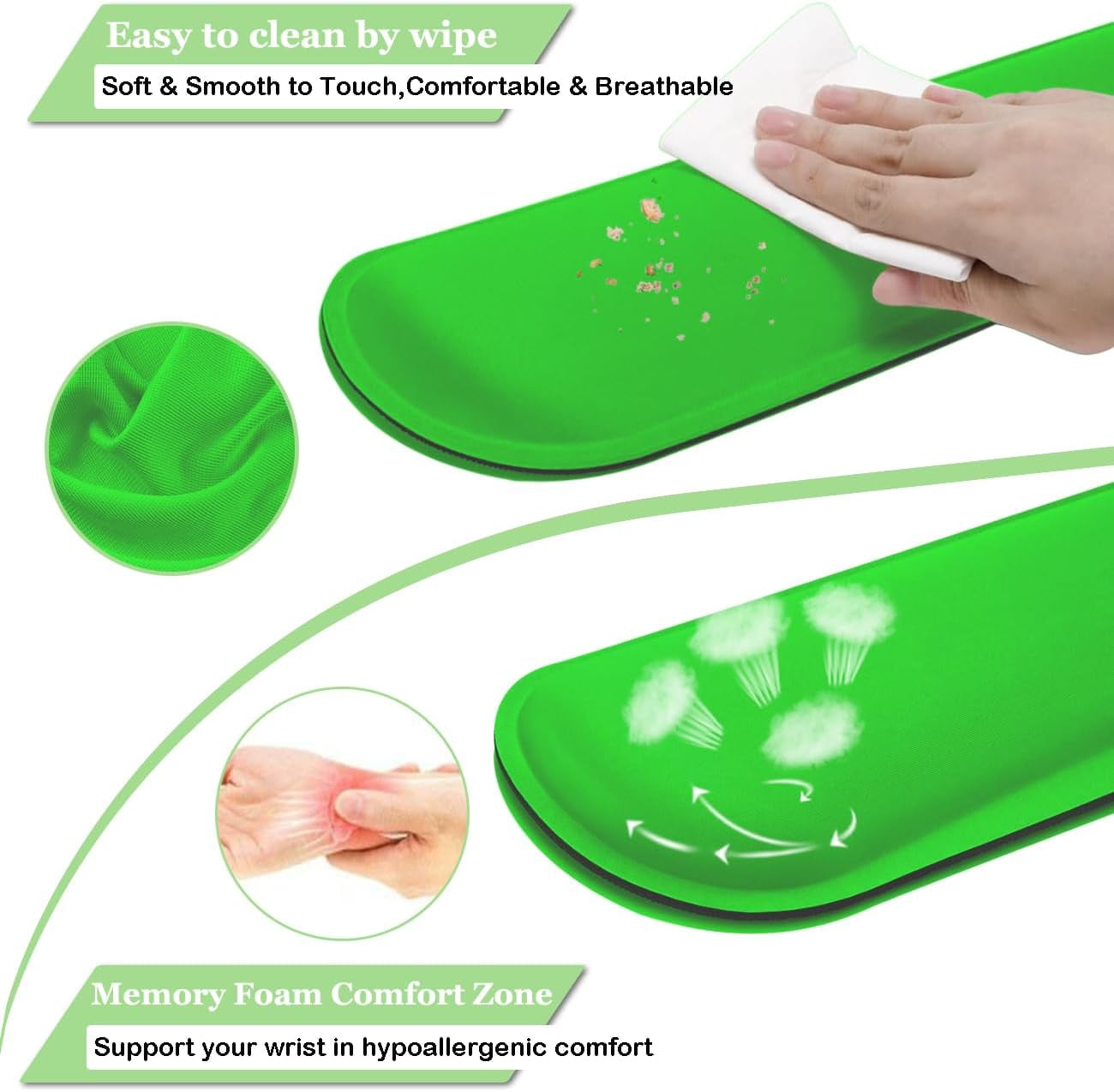 YTGRF-Keyboard Wrist Rest, Memory Foam Pad Set for Easy Typing & Pain ...
