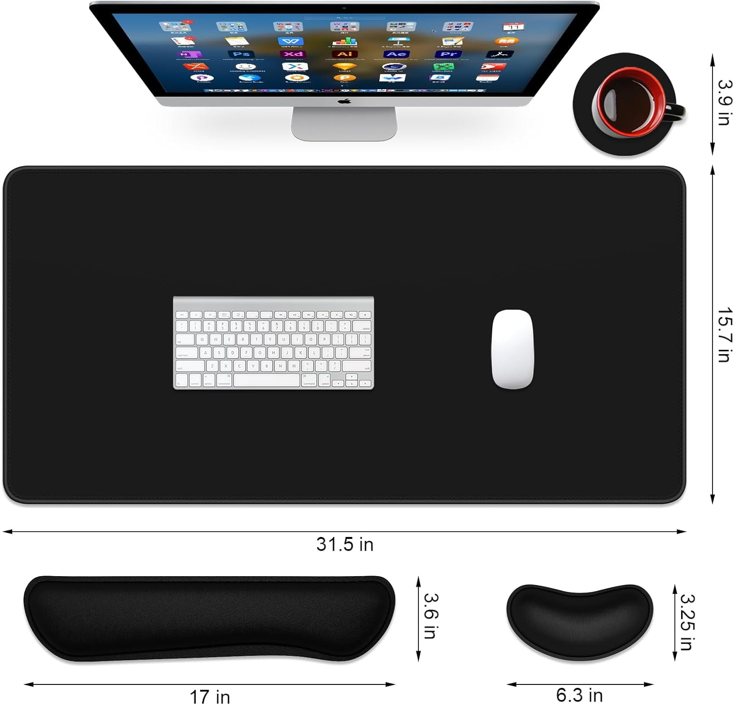 YTGRF-Keyboard Wrist Rest Mouse Pad Set, 4Pcs Extended Large XXL Gaming ...