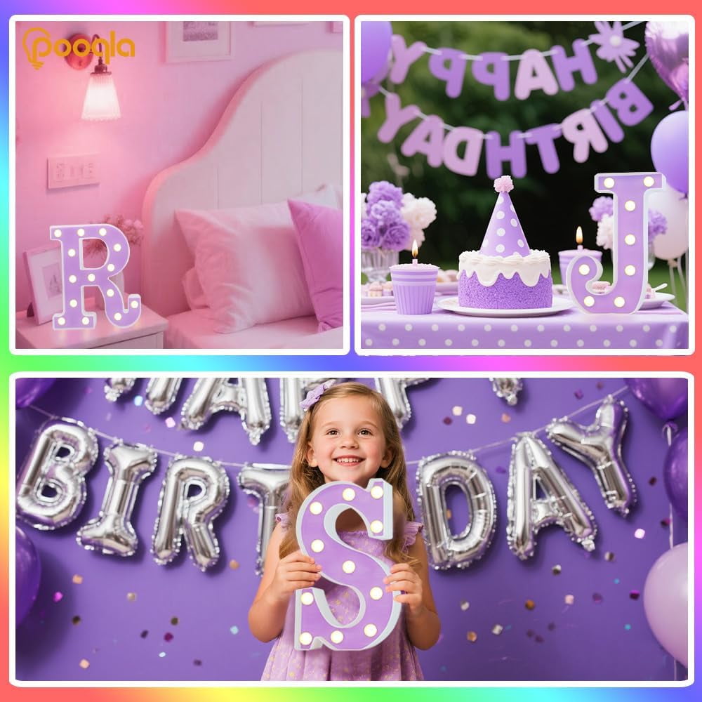 YTGRF-LED Letter Lights, Purple Light Up Alphabet Sign, Colorful DIY ...